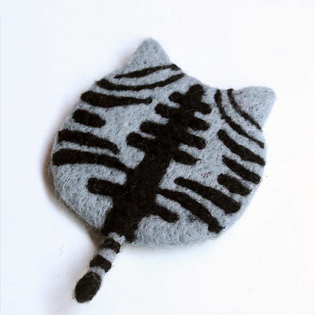 Buy Wool Coasters- Set Of 4 Wool-Felt Cat Shape-Coasters -Gifts For Cat ...
