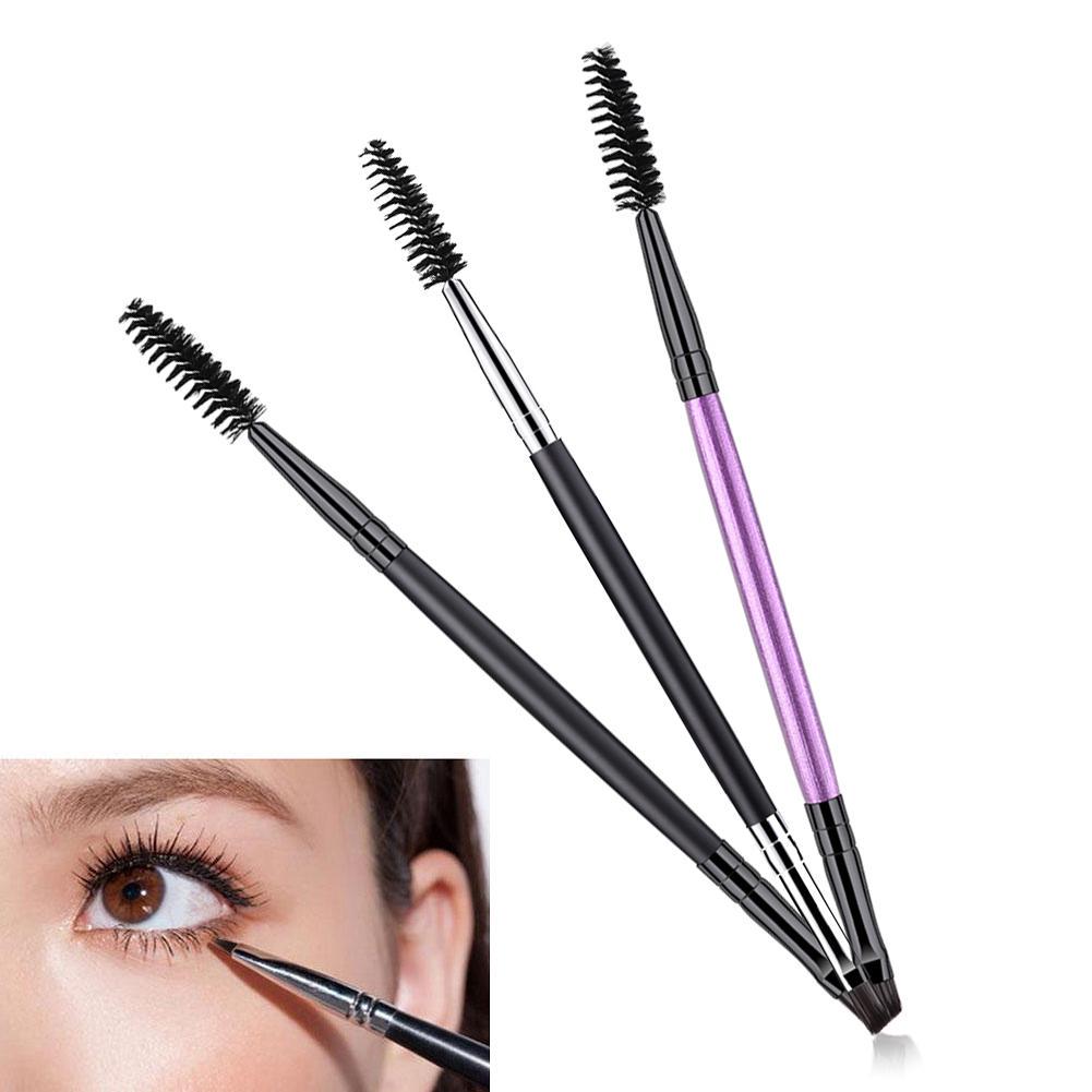 Wooden Handle Eyebrow+Eyelashes Angled Brush Fashion Double Sided ...