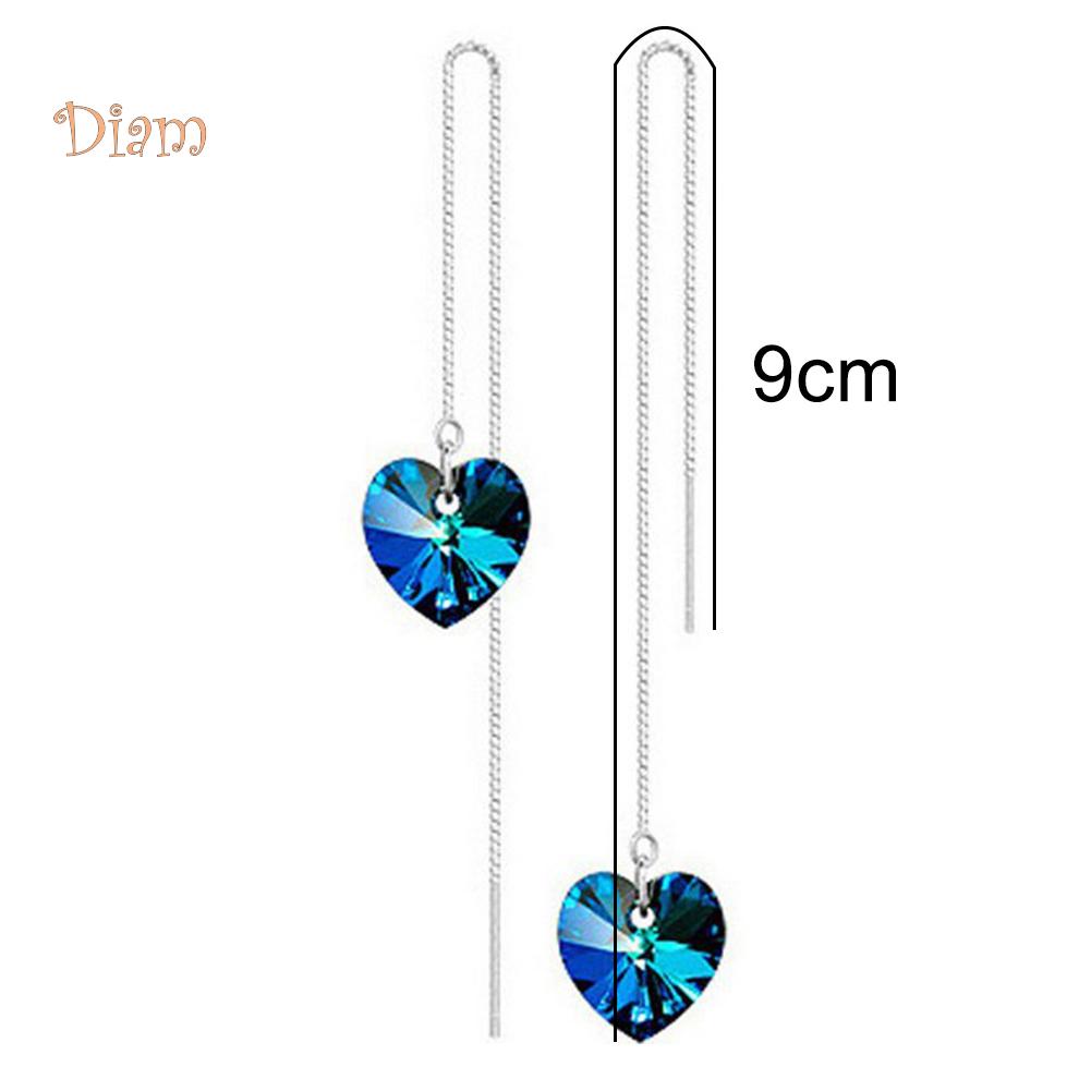 Buy Diamonding Jewelry Women Heart Shape Crystal Stone Long Linear ...