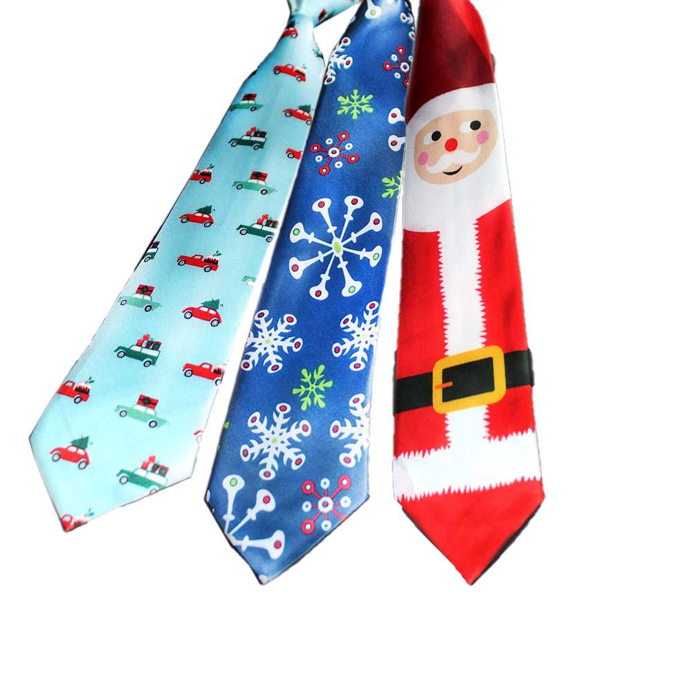 Santa Claus Women Printed Pattern Red Polyester Unisex Tie Festival ...
