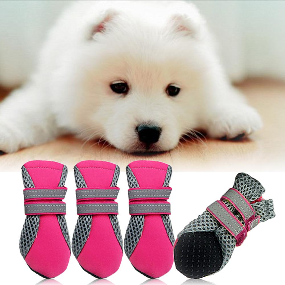 Buy 4pcs Pet Shoes Waterproof Rubber Anti-slip Mesh Boots Booties for ...