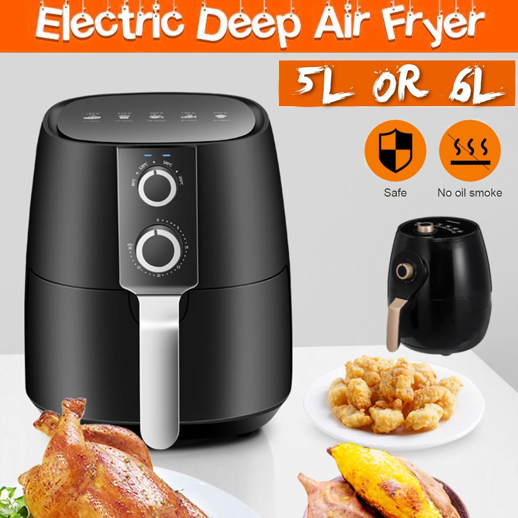 Buy Black 1350W 5L/6L Health Fryer Cooker Oil Free Multi Function ...