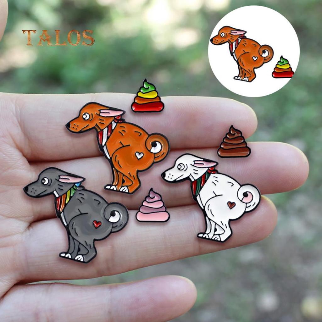 Cute Dog Rainbow Poo Pattern Animal Badge Children Enamel Brooch Pin ...