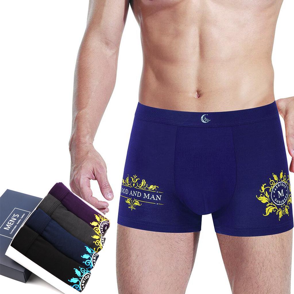 4pcs/Lot Men Boxer Summer Cotton Underwear Printing Letter Youth ...