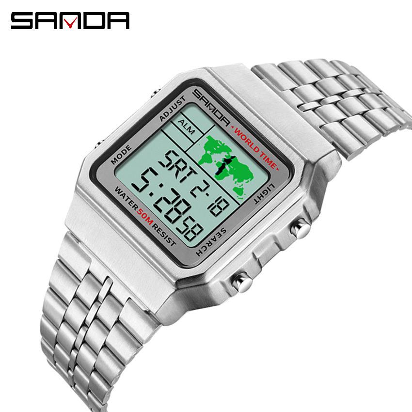 Buy 2021 SANDA Rose Gold Men's Watches Top Brand Luxury LED Digital ...