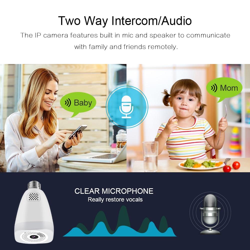 1080P 360 degree Panoramic Wifi Bulb Lamp IP Camera LED Light Home ...