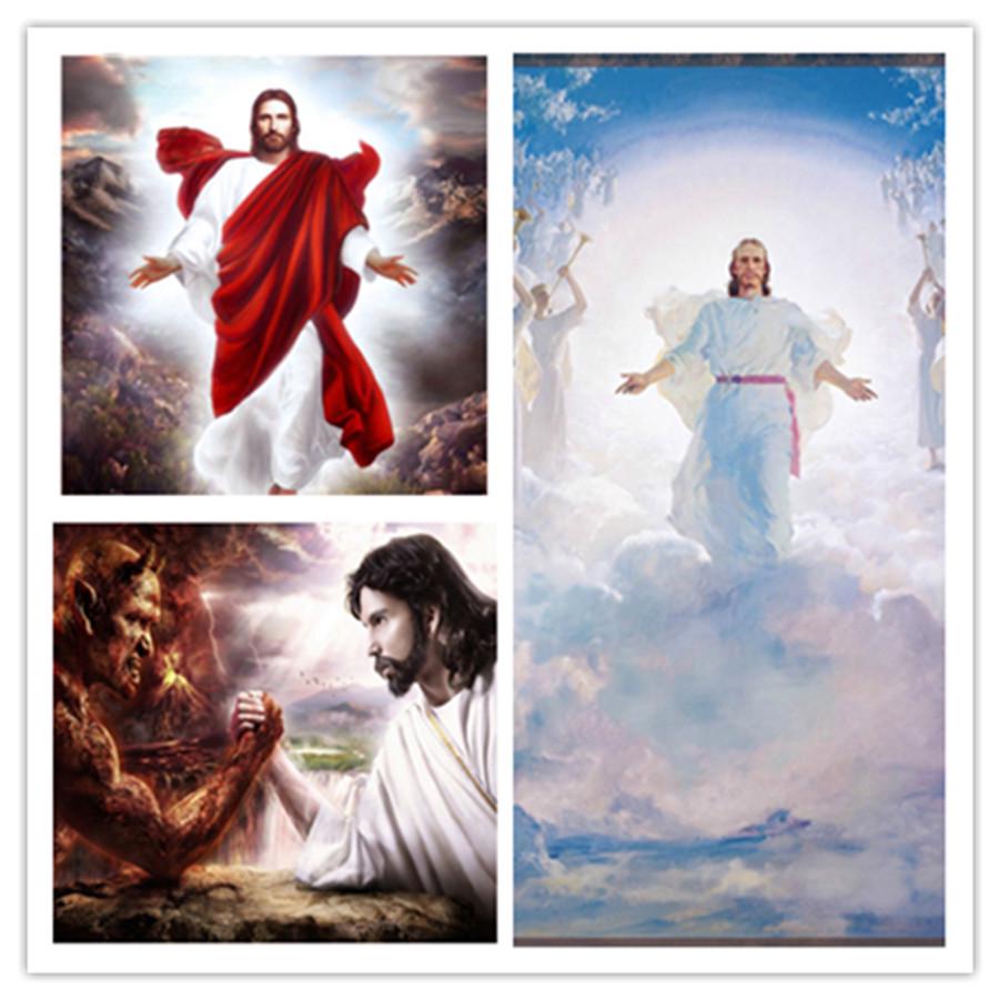 Buy LISM Full Round 5D Diamond Painting God Photo Sale Rhinestone Cross ...