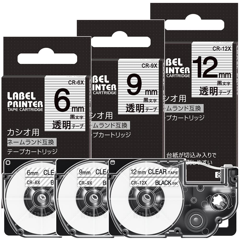 Buy Compatible Transparent Casio Nameland Tape Set of 3 Casio Tepra ...