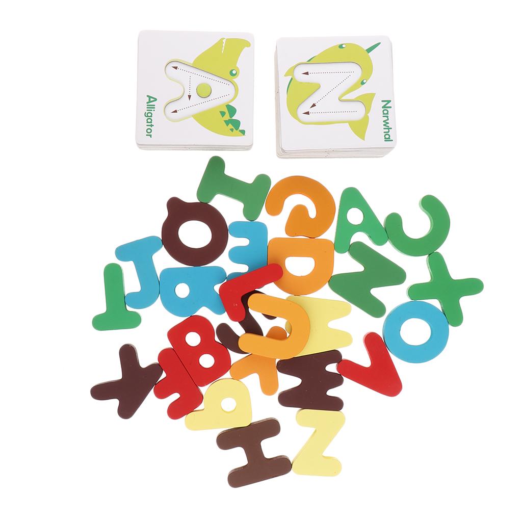 Cartoon 26 Letters Learning Cards Set Kids Early Literacy Cognitive ...