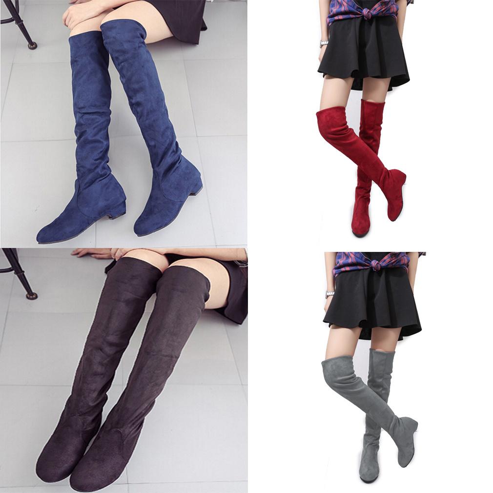 Buy Women Boots Winter Spring Ladies Fashion Flat Bottom Boots Over the ...