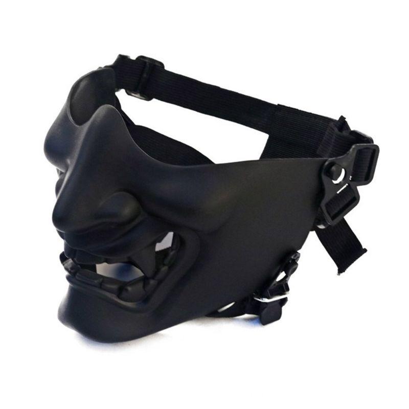 Buy Adjustable Half Face Mask Scary Smiling Ghost Shape Halloween ...