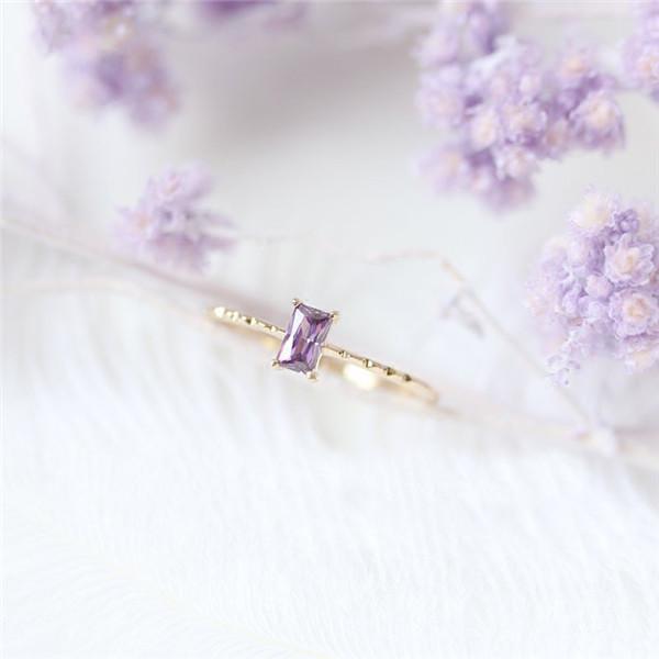 Buy Dainty Princess Cut Purple Crystal Ring Amethyst Engagement Ring ...