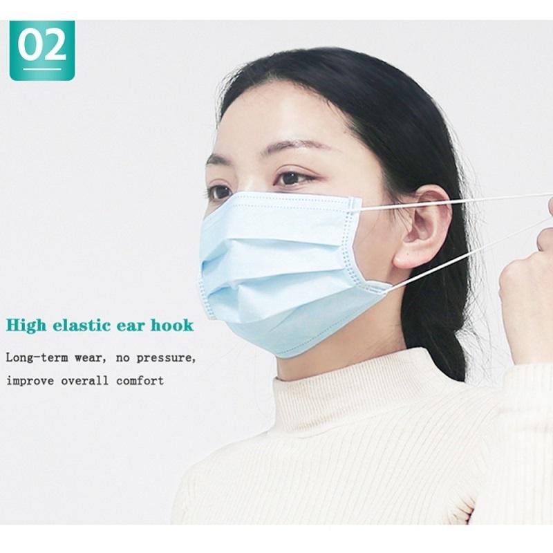Buy 3-Ply Disposable Face Mask Dust Mask Face Masks with Elastic Ear ...