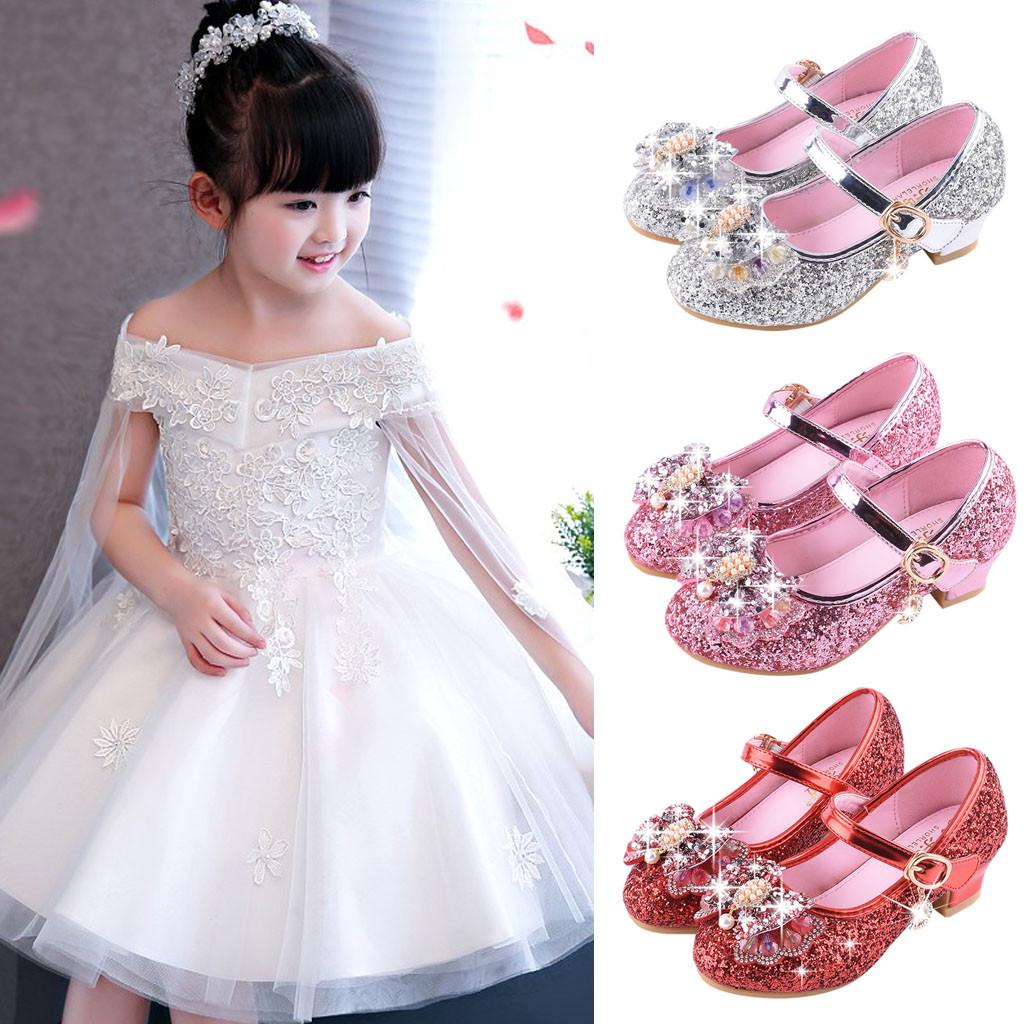 Buy Kids Infant Baby Girls Pearl Crystal Bling Bowknot Single Princess ...