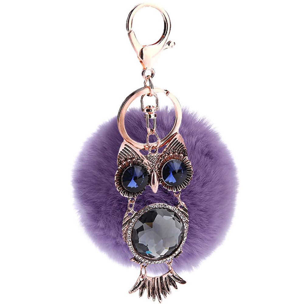 Buy Women Handbag Pendant Alloy Owl Faux Fur Fluffy Pompom Ball ...