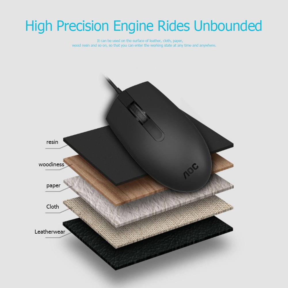 Buy AOC MS100 Optical Wired 3 Buttons 1600DPI Adjustable Ergonomic USB ...