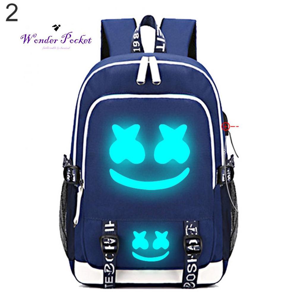 Buy Love Mom Series Fashion Luminous DJ Marshmello USB Port Backpack ...