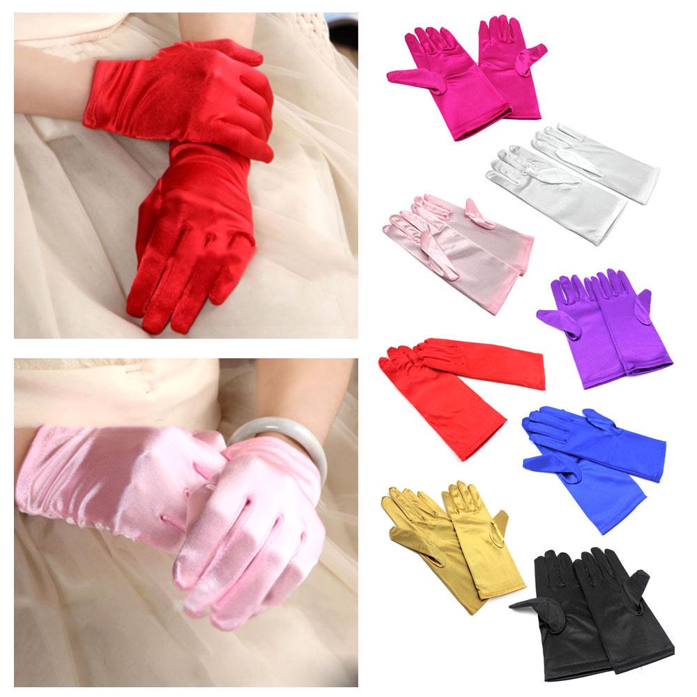 1 Pair Women Satin Evening Party Dressing Prom Short Finger Gloves ...