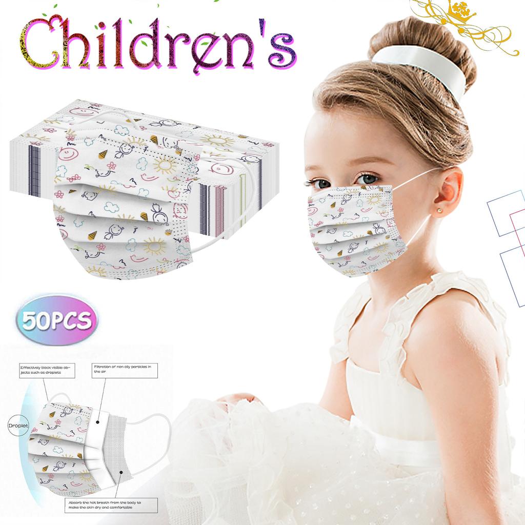 Cheap 50Pcs Kids Face Mask Disposable 3 Ply Safety Face Mask 4-12 ...
