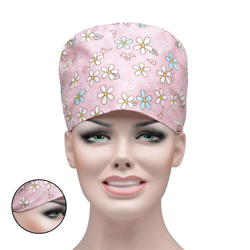 Buy 1pc Cap Creative Cotton Oil-proof Strap Printed Operating Room Cap ...