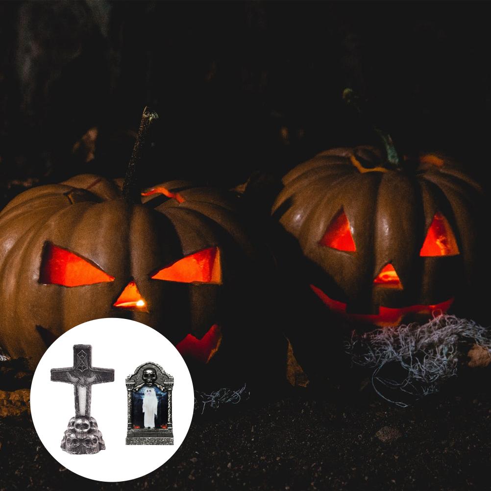 Buy Halloween Tombstone Shape Decor Supplies LED Tombstones Light Lamp ...