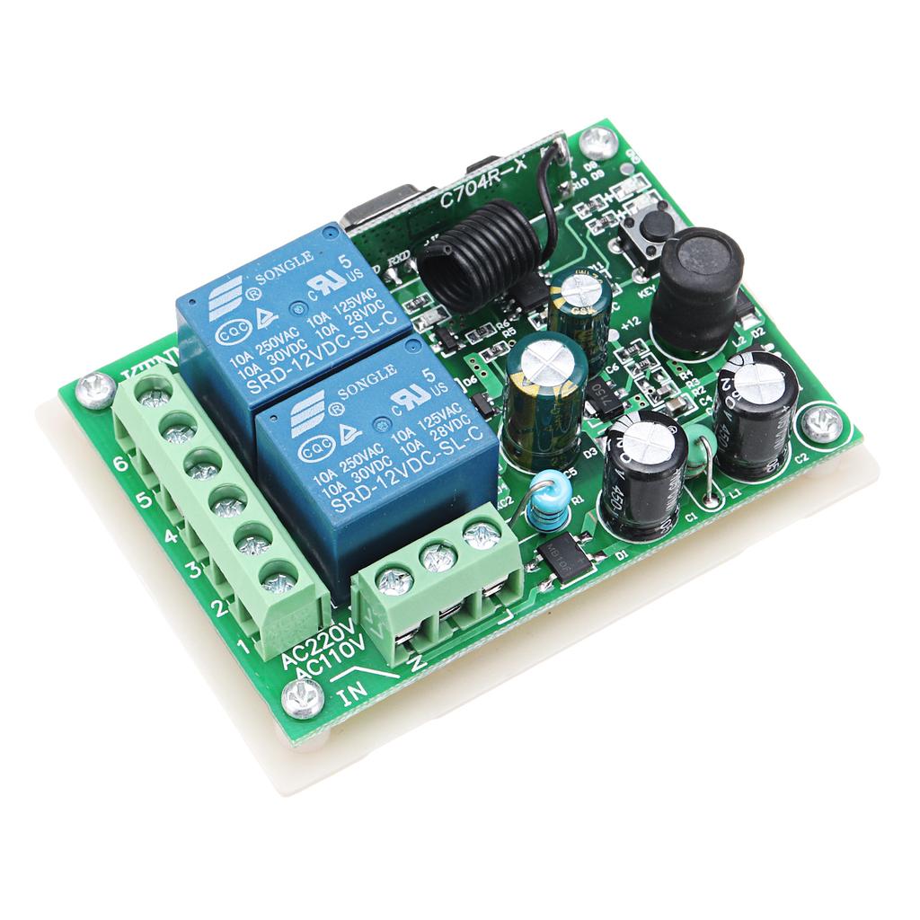 12V 2CH 433MHZ Garage Door With 5 Remote Control Switch Relay Wireless ...