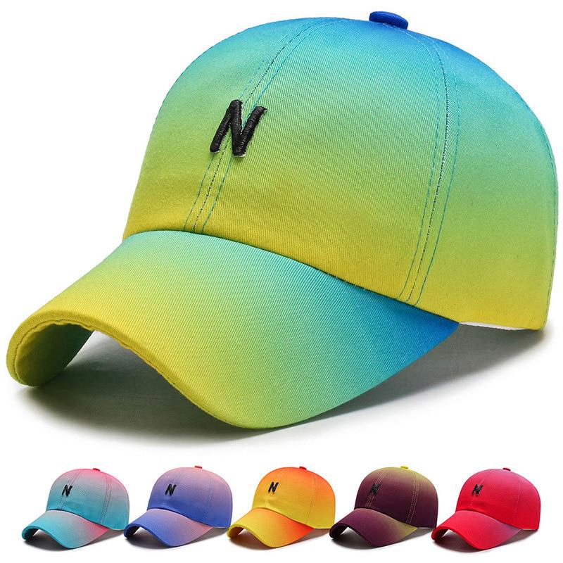 Buy 2020 Fashion Gradient Men Summer Baseball Caps Green Red Streetwear ...