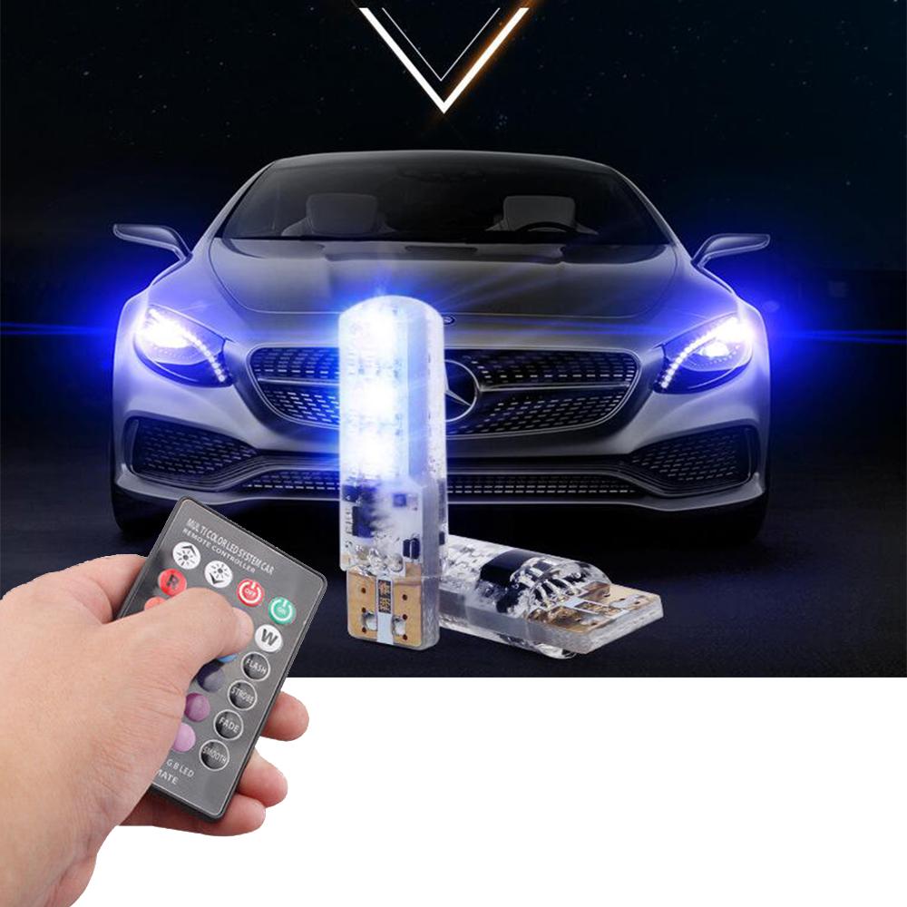 Buy LED Car Lights 6SMD RGB LED T10 5050 Multicolor Light Car Wedge ...