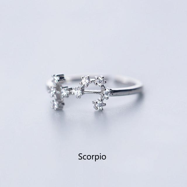New Minimalist Inlaid Cubic Zircon 12 Constellation Zodiac Sign Rings ...