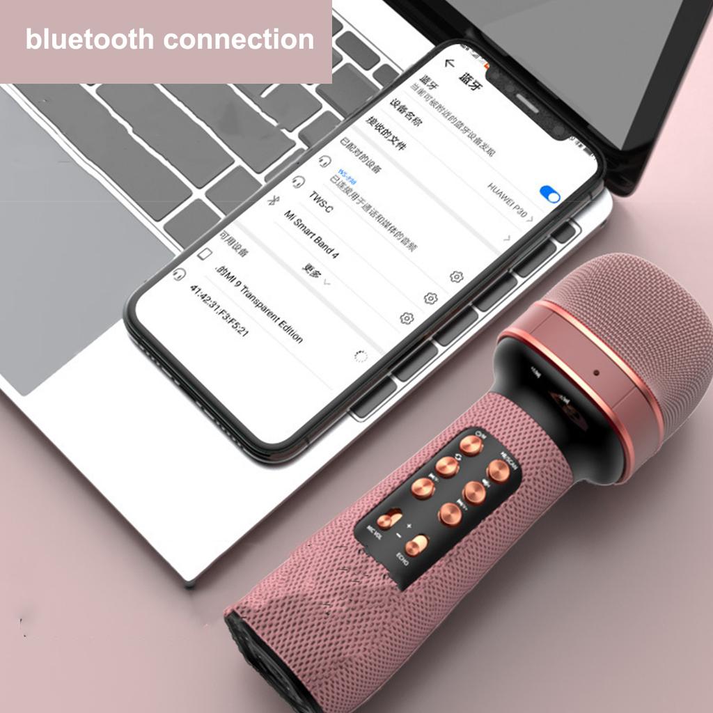 Buy Wireless Bluetooth Microphone Handheld Karaoke Double Speaker ...