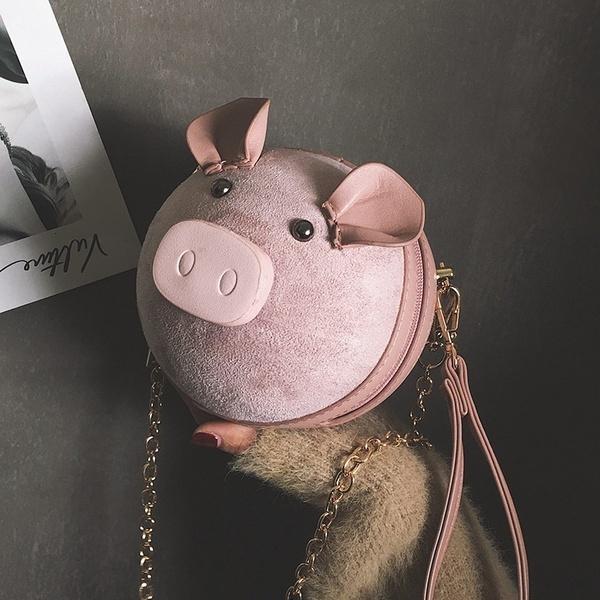 Buy Women's Cartoon Pig Small Round Bag Fashion Purses Handbags ...