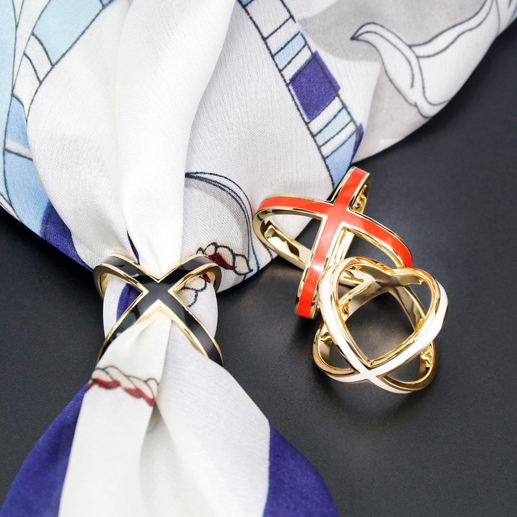 Unique Silk Chiffon Stainless Steel Scarf Clips Rings X Cross Jewelry ...
