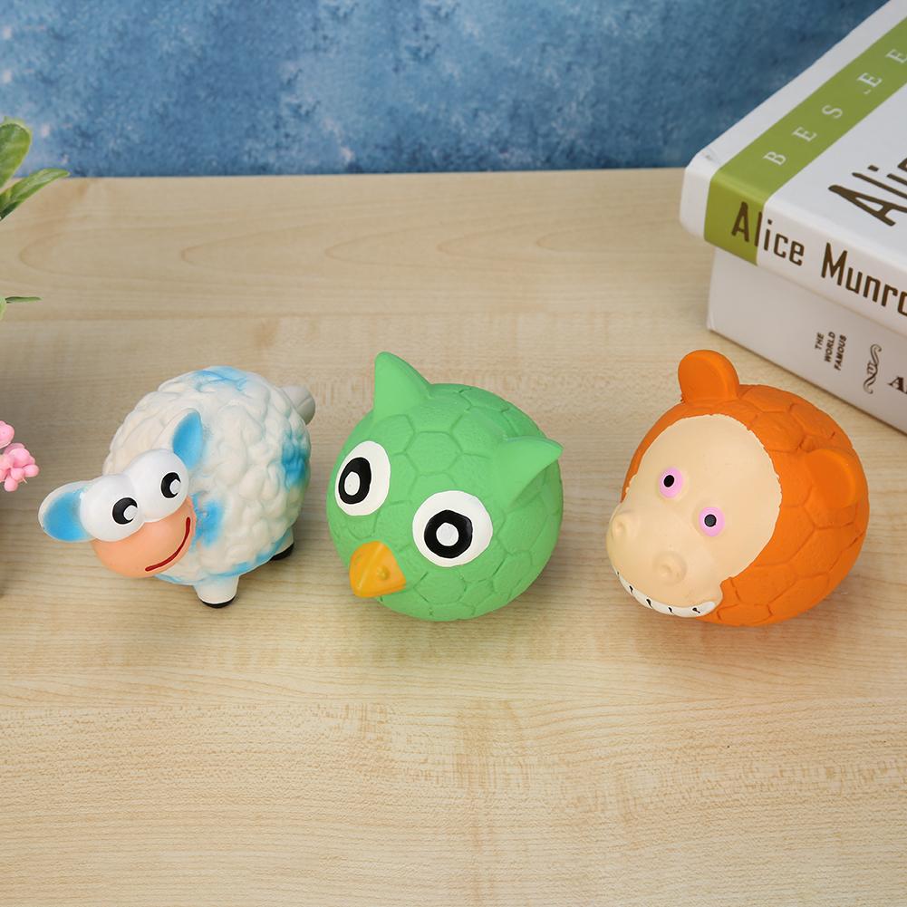 Buy Cute Ball Shaped Animals Squeak Latex Toy Funny Dog Bite Chew Molar ...