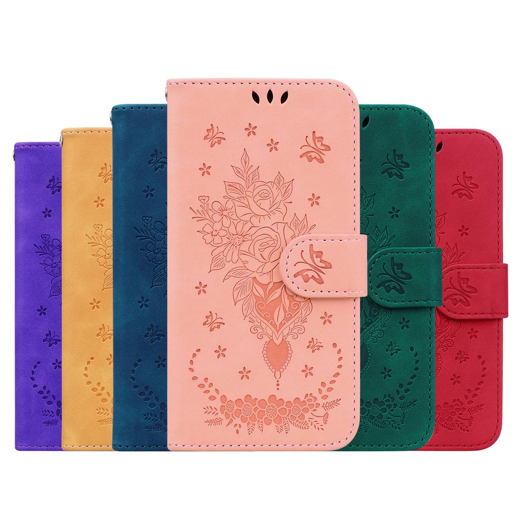 Cheap Iphone 14 Pro Max Embossed Butterfly Rose Leather Phone Case for ...