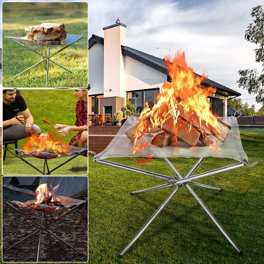 Buy Portable Fire Pit Outdoor Foldable Campfire Stand Camping Stainless ...