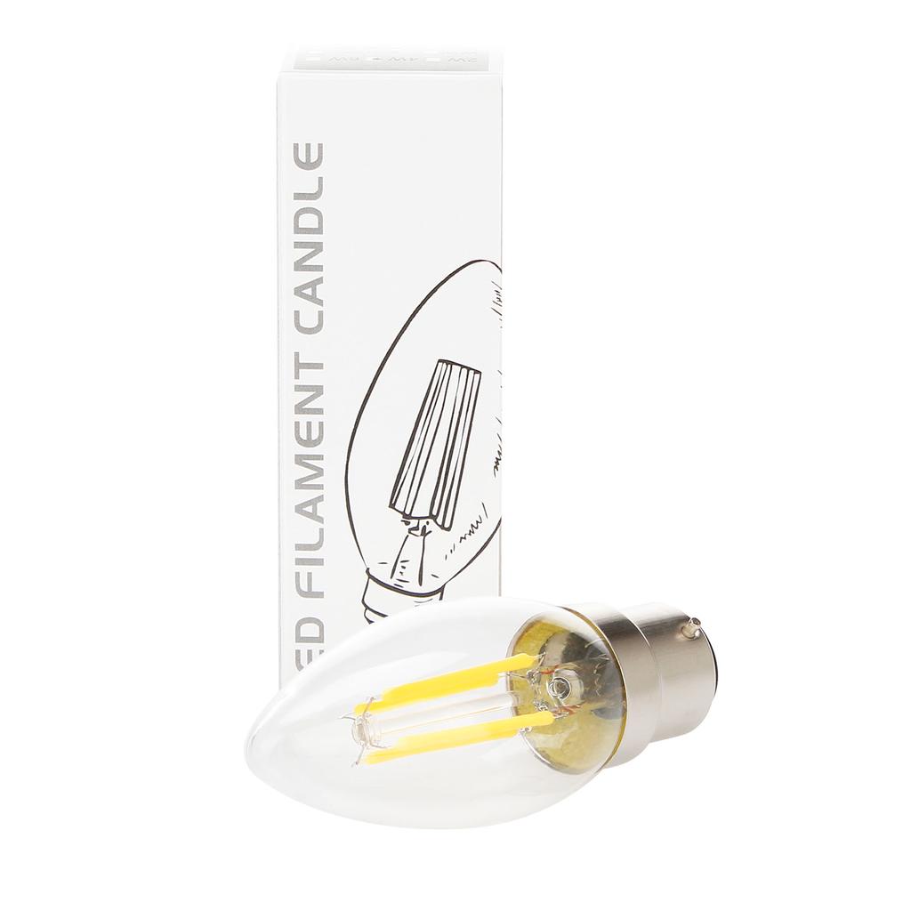 5-Pack 2W BC B22 LED Filament Bulb Candelabra Warm White 2700K Light ...