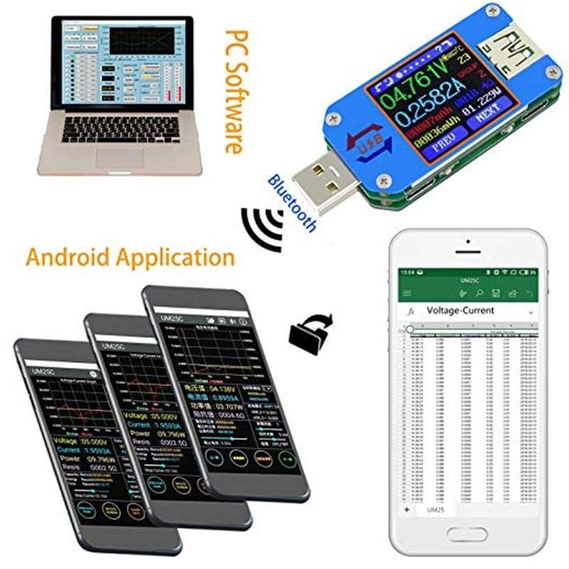 Buy USB 2.0 Type-C LCD Voltmeter Ammeter Voltage Current Meter Battery ...