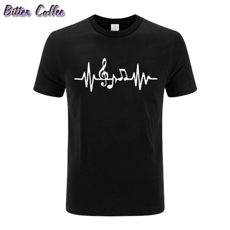 Summer Music Heart Beat T Shirt Men Musical Note Tee Funny Graphic ...