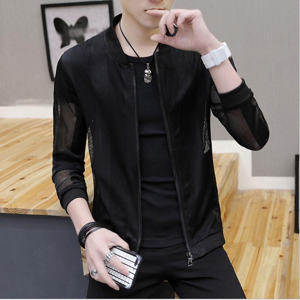 Buy Men Casual Mesh Jackets Coat Thin Jacket Hollow Out Sun Protection ...