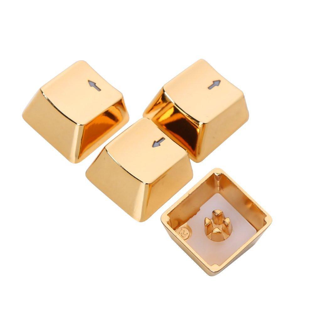 Işık ileten Mekanik Klavye Metal Keycap WASD Yön Tuşu Altın Tuş Kapağı ...