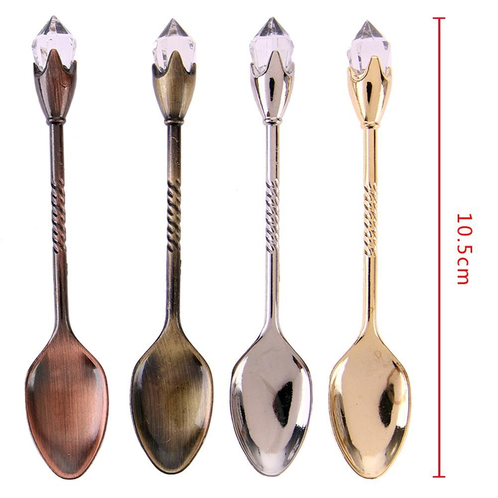 Cute Vintage Spoons Crystal Head Dessert Spoon Ice cream Tableware Gold ...