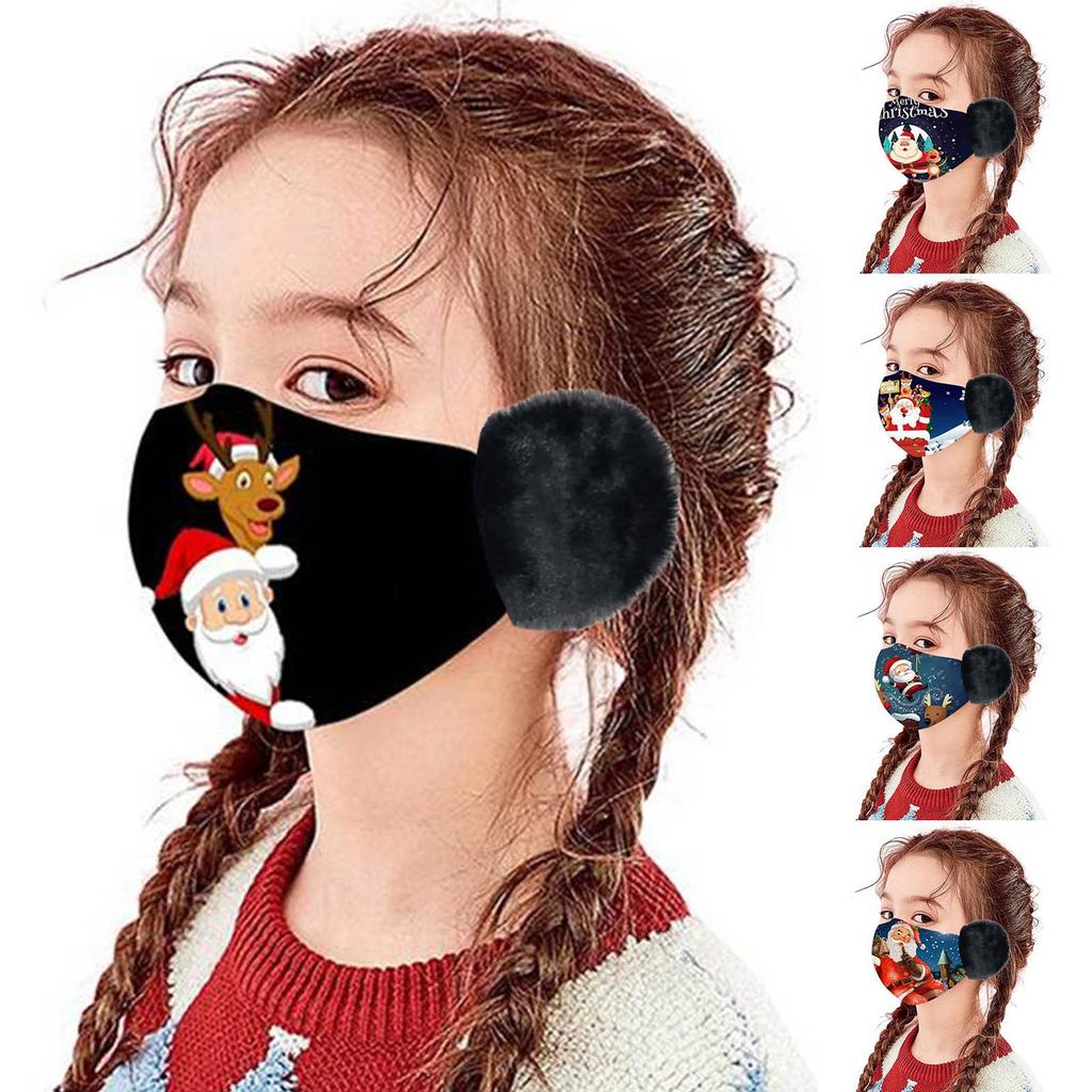 Buy Lorose 1PC Child Winter Masks Christmas Print Warm Hair Ball ...