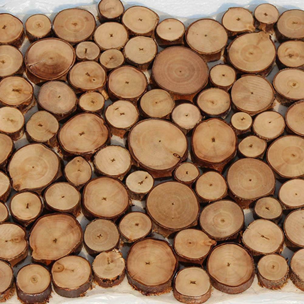 Buy 100pcs Natural Pine Wood Slices Round Disc Tree Bark Craft UK Circ ...