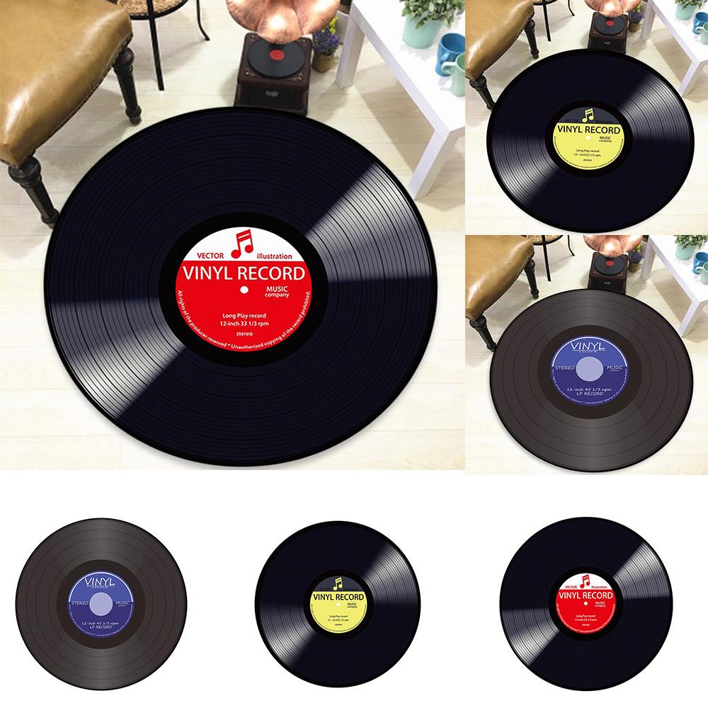 Buy Vinyl Record Printed Soft Fabric Round Floor Mat Carpet Room Area ...