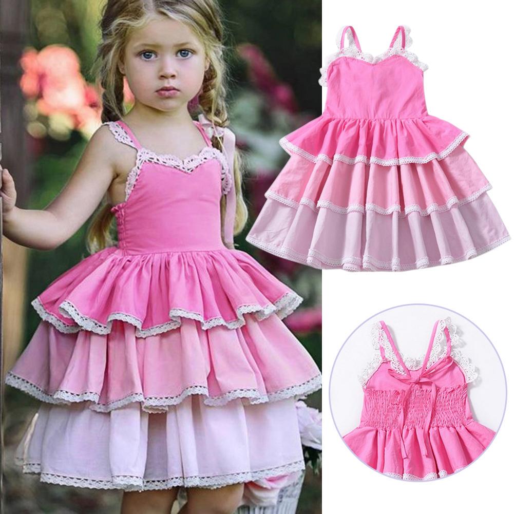 Buy Sweet Girl Dresses Cute Fashion Gradient Color Summer Princess Cake ...