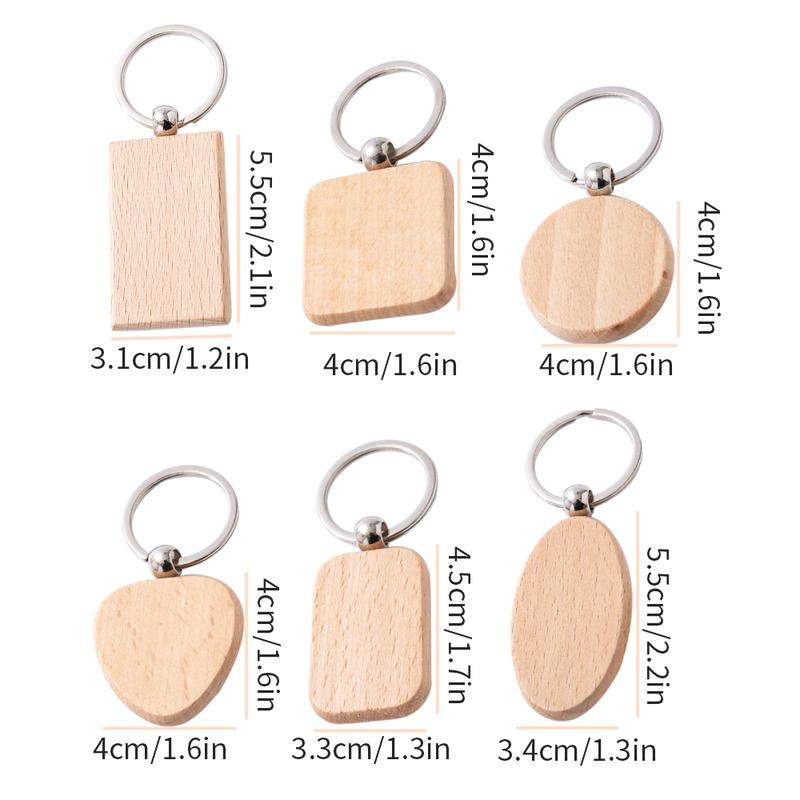 Blank Wooden Key Chain DIY Wood Keychain Rings Key Tags Craft: الشراء ...