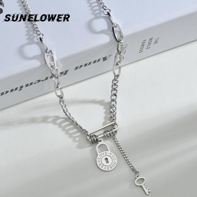 Buy I Love You Lock Key Necklace Pendant Jewelry Punk Choker Goth ...