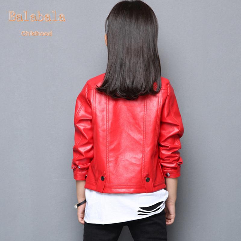 Buy Balabala Childhood Girls Jacket Spring Autumn Children's PU Leather ...