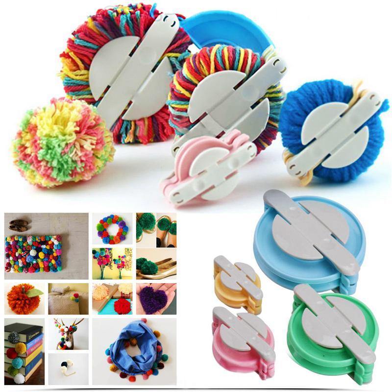 Buy 4 Size Pom pom Maker kit Fluff Ball Weaver Needle Knitting Craft ...
