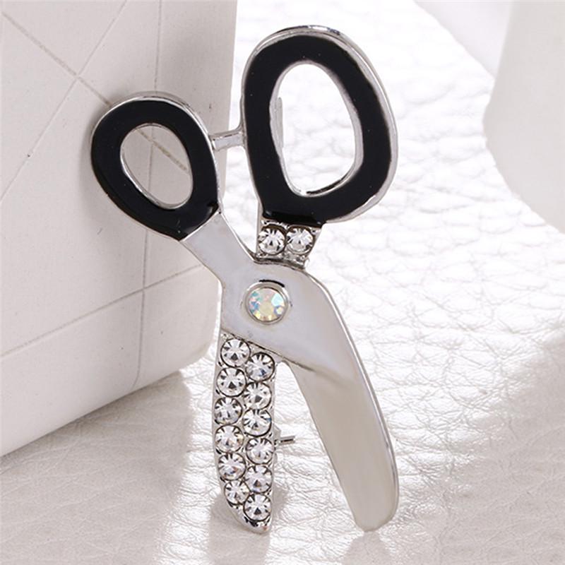 Buy Scissors Crystal Rhinestone Brooch Pin Suit Jacket Brooch Unisex ...